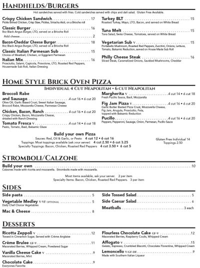 Menu – The Ritz on Union