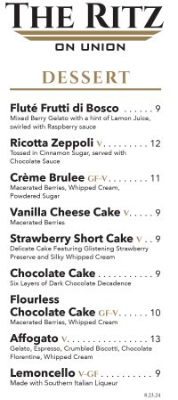 Menu – The Ritz on Union