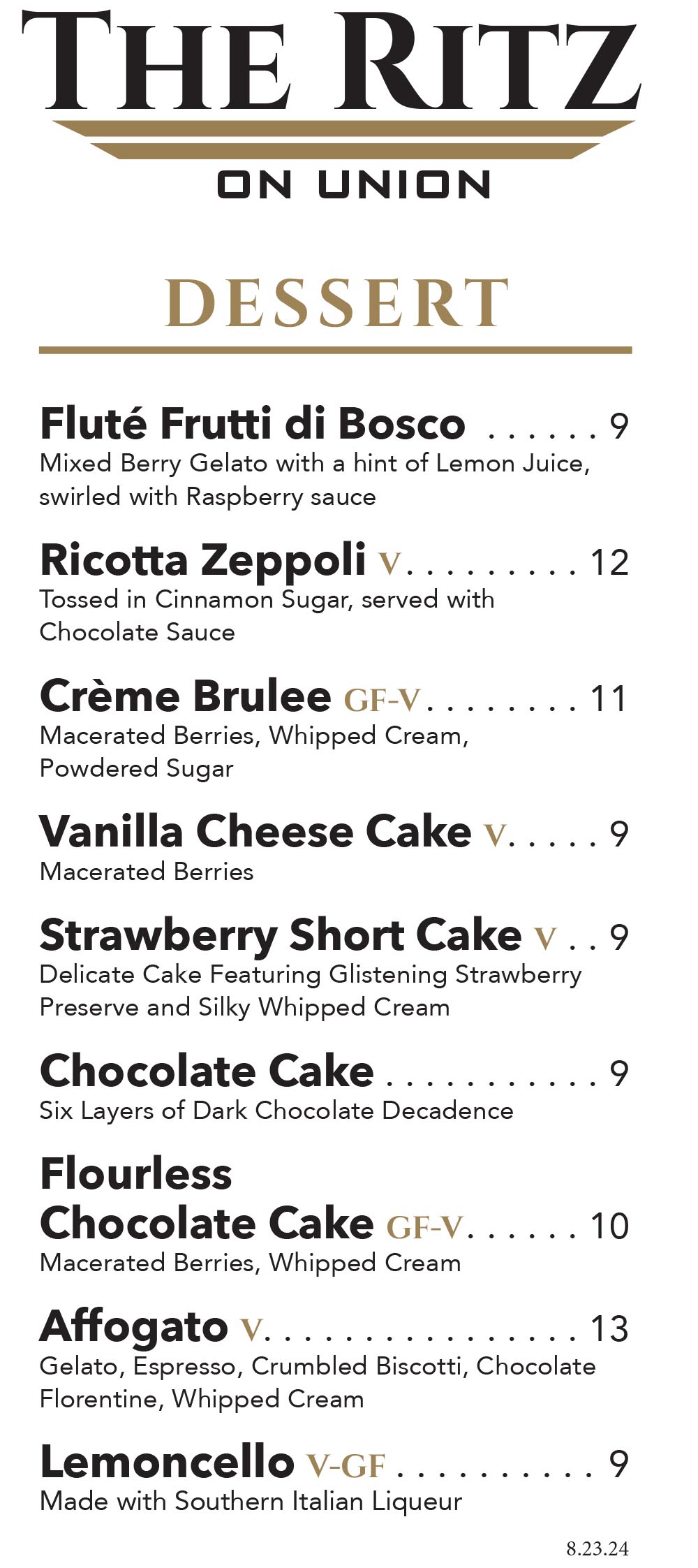 Menu – The Ritz on Union