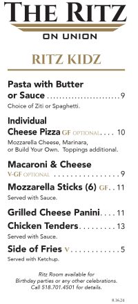 Menu – The Ritz on Union